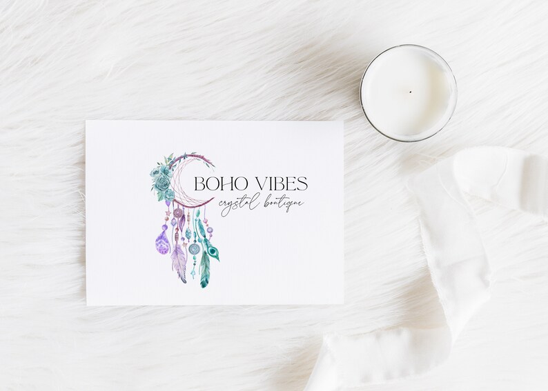 Premade Logo Design Modern Boho Logo Watermark Boutique - Etsy