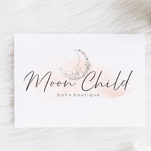 Moon Logo Design, Boho Logo, Logo Design for Etsy Shop, Celestial Logo ...