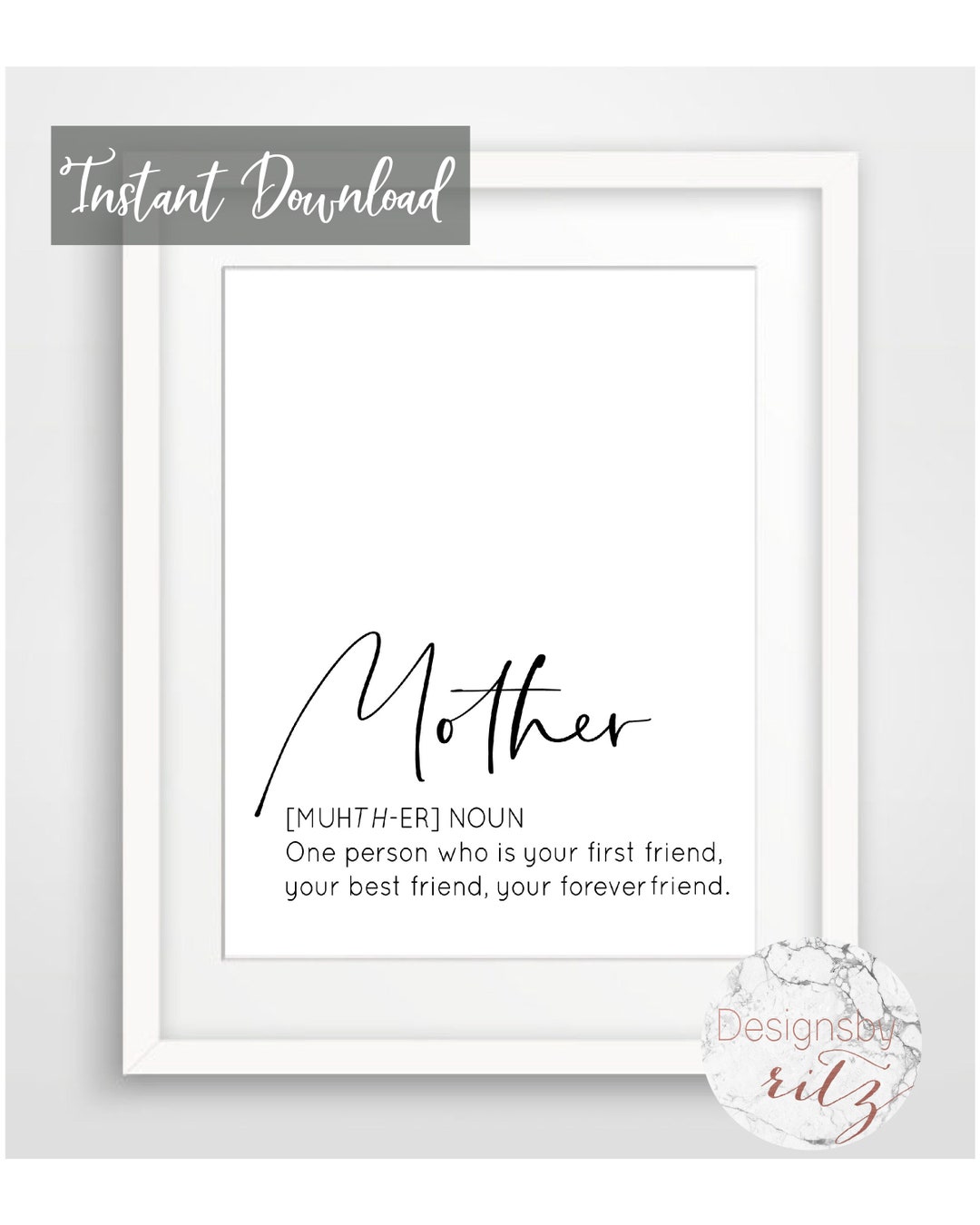 Downloadable Mothers Day Art, Mother Definition Printable Wall Art, Mum ...