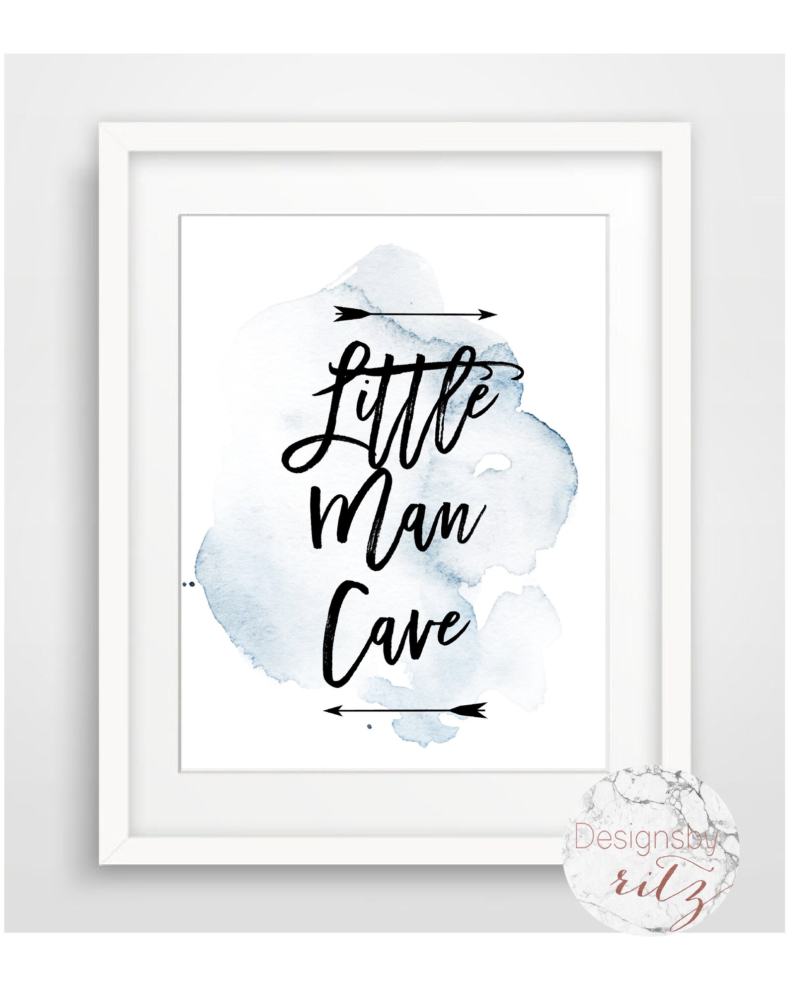 Boy Nursery Prints Printable Blue Watercolor Little Man Cave - Etsy