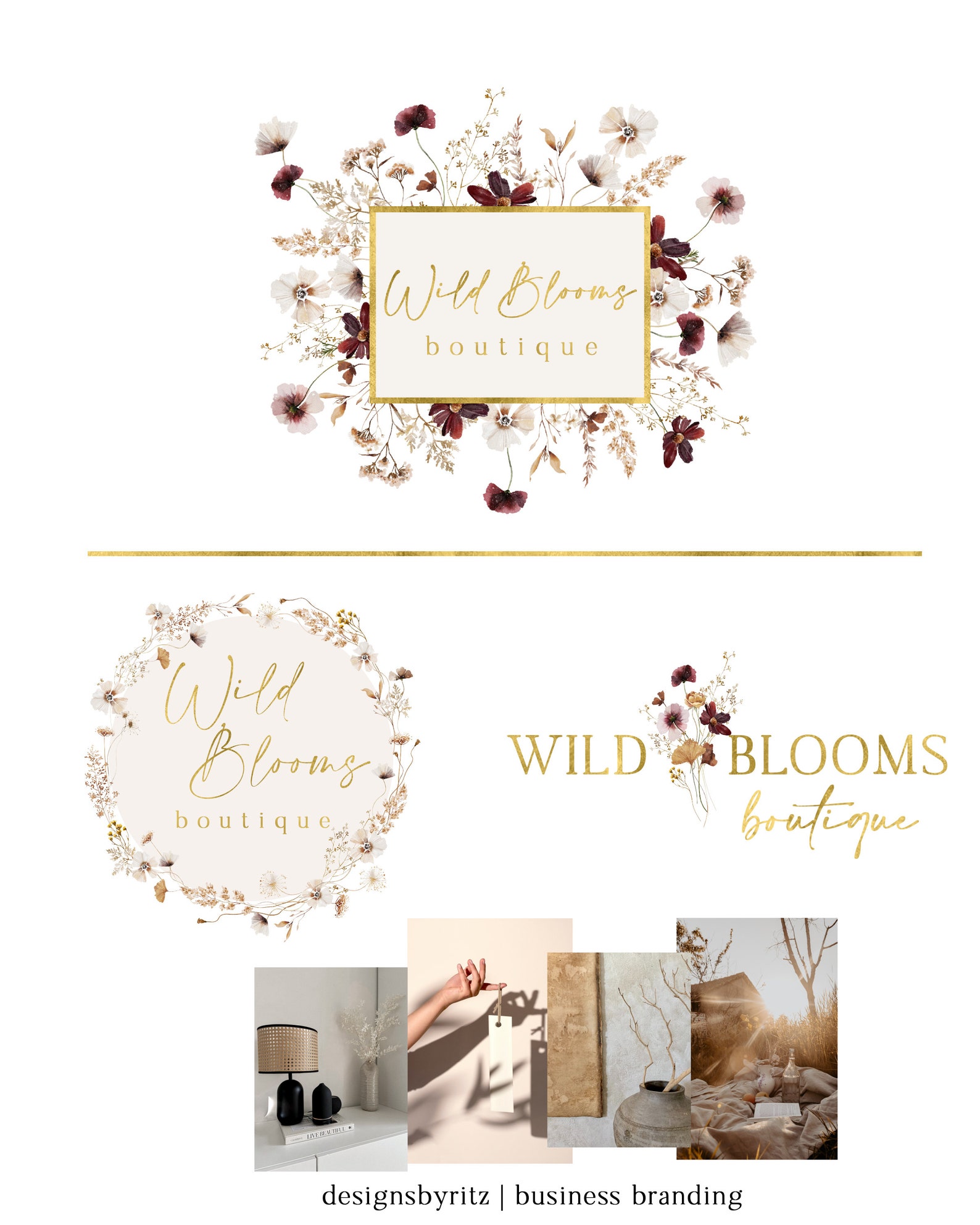Floral Logo Design Wildflower Logo Design Business Boutique - Etsy
