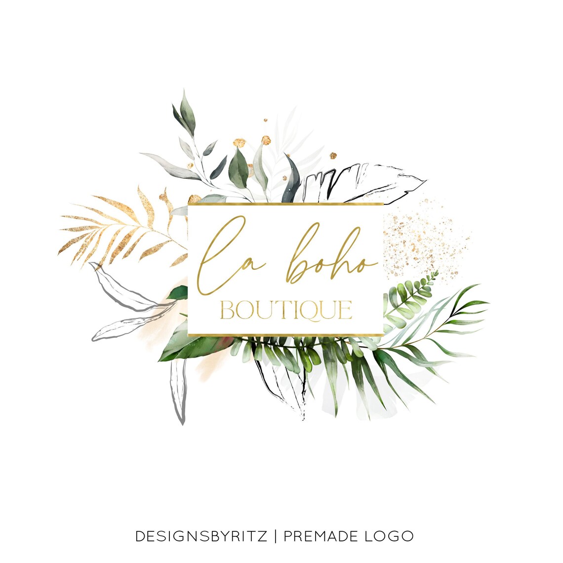 Premade Logo Design Watermark Logo Tropical Logo Floral - Etsy
