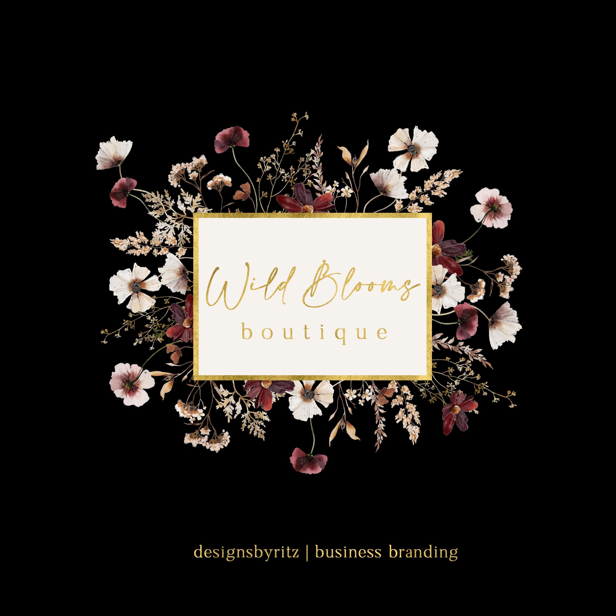 Floral Logo Design Wildflower Logo Design Business Boutique | Etsy UK