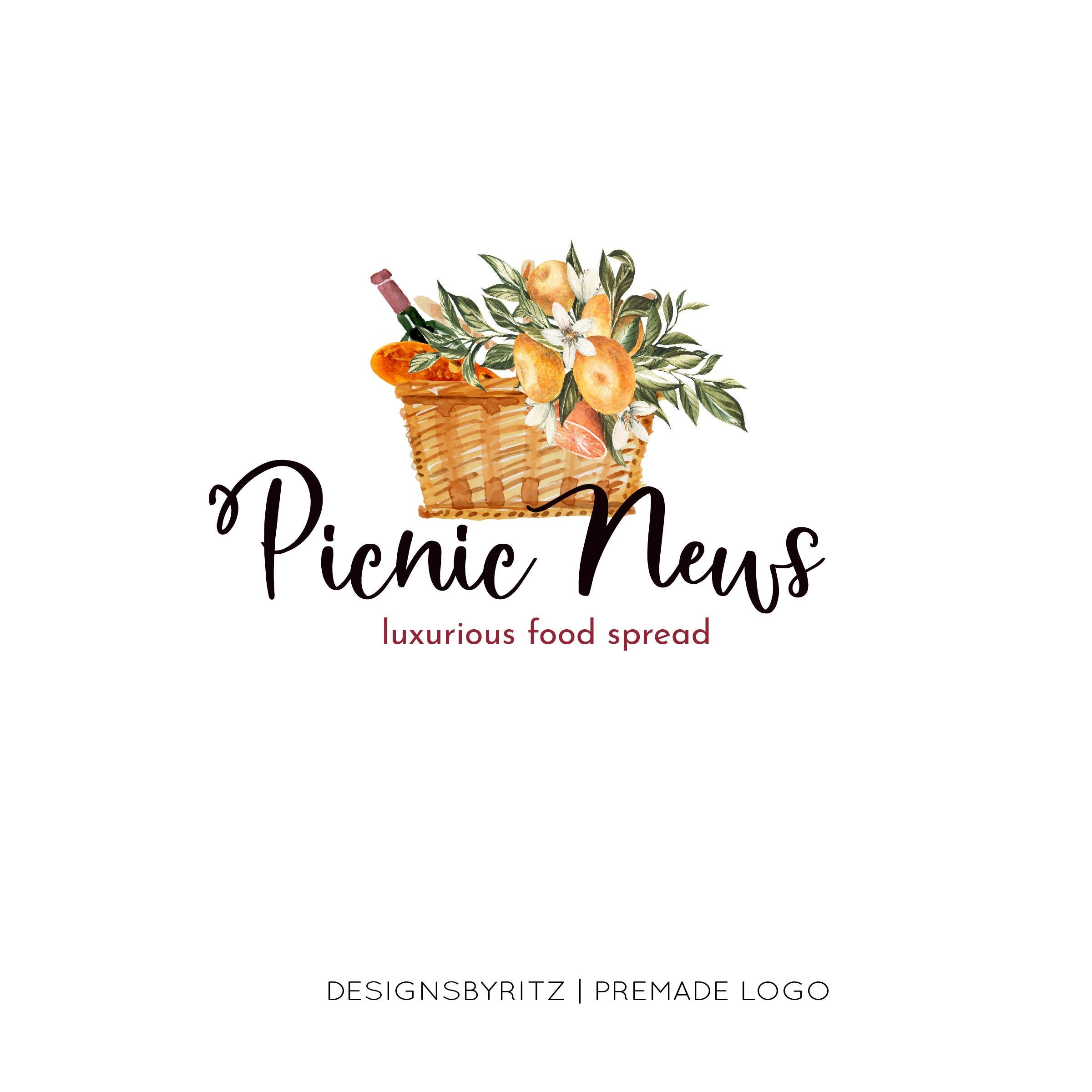 Food Logo Design Picnic logo design Rustic Logo business | Etsy
