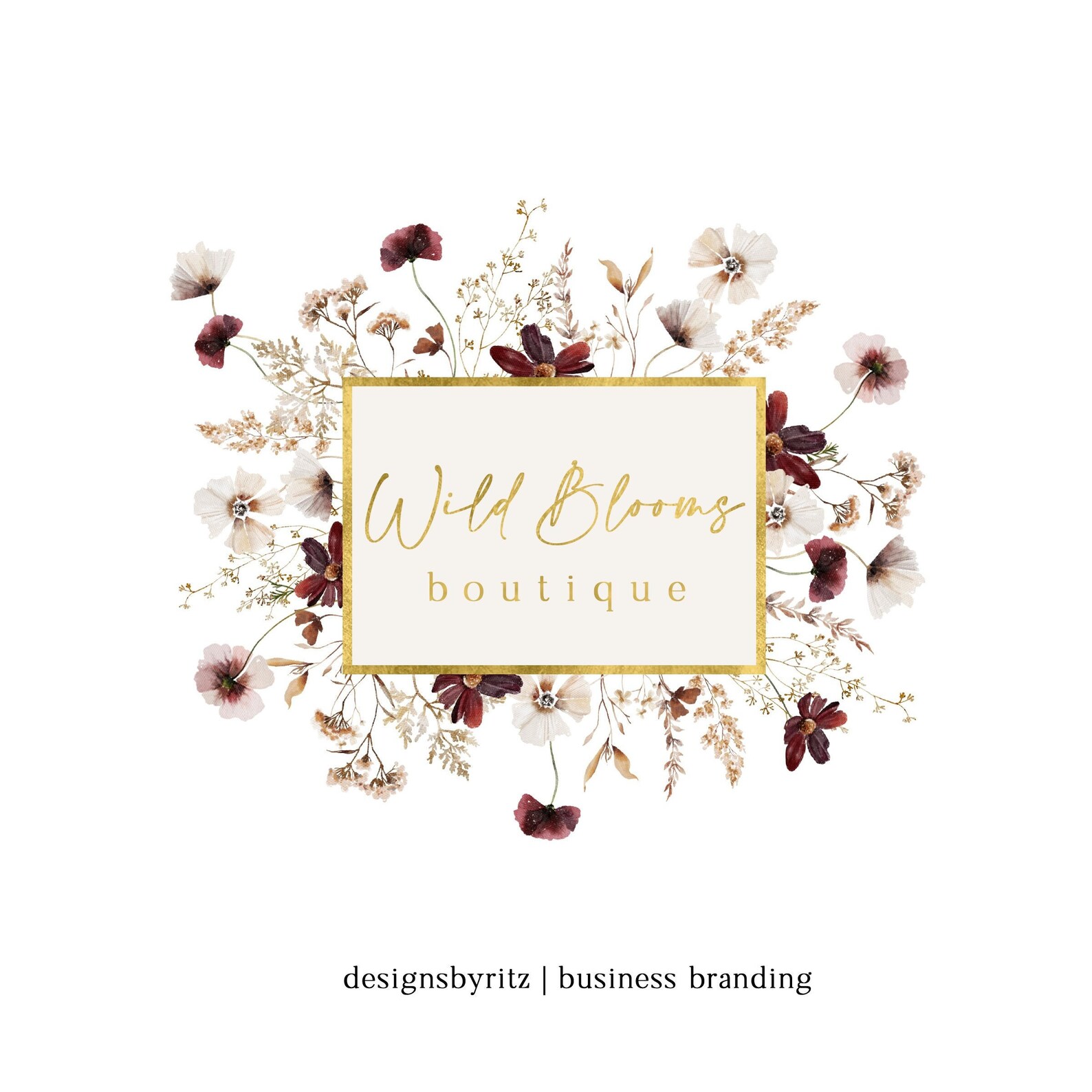 Floral Logo Design Wildflower Logo Design Business Boutique - Etsy UK