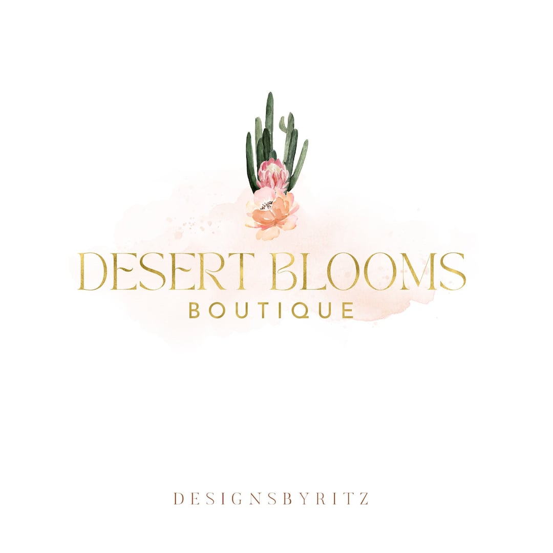 Floral Business Logo Design Custom, Flower Branding Kit, Cactus Desert ...