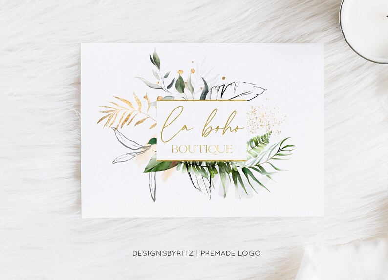 Premade Logo Design Watermark Logo Tropical Logo Floral | Etsy