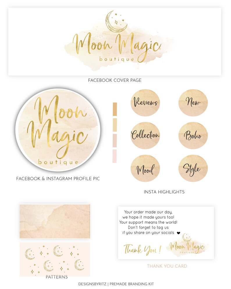 Moon Logo Design Premade Logo Design Logo Design Custom | Etsy