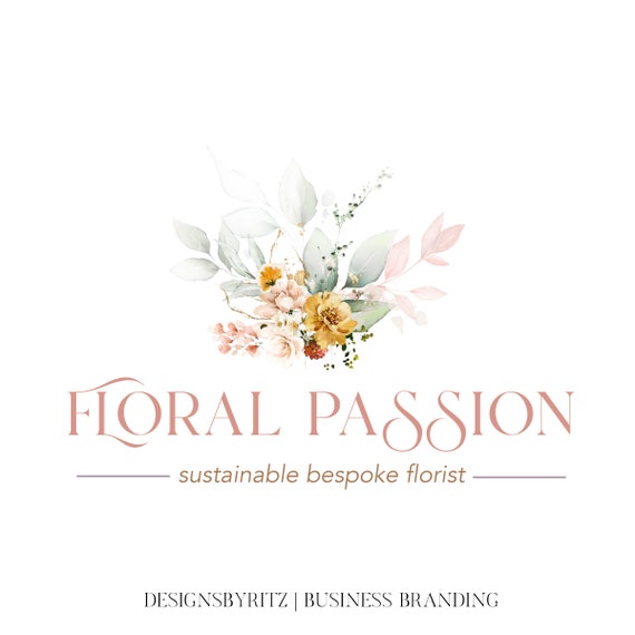 Floral Logo Design Business Boutique Logo Florist Logo - Etsy