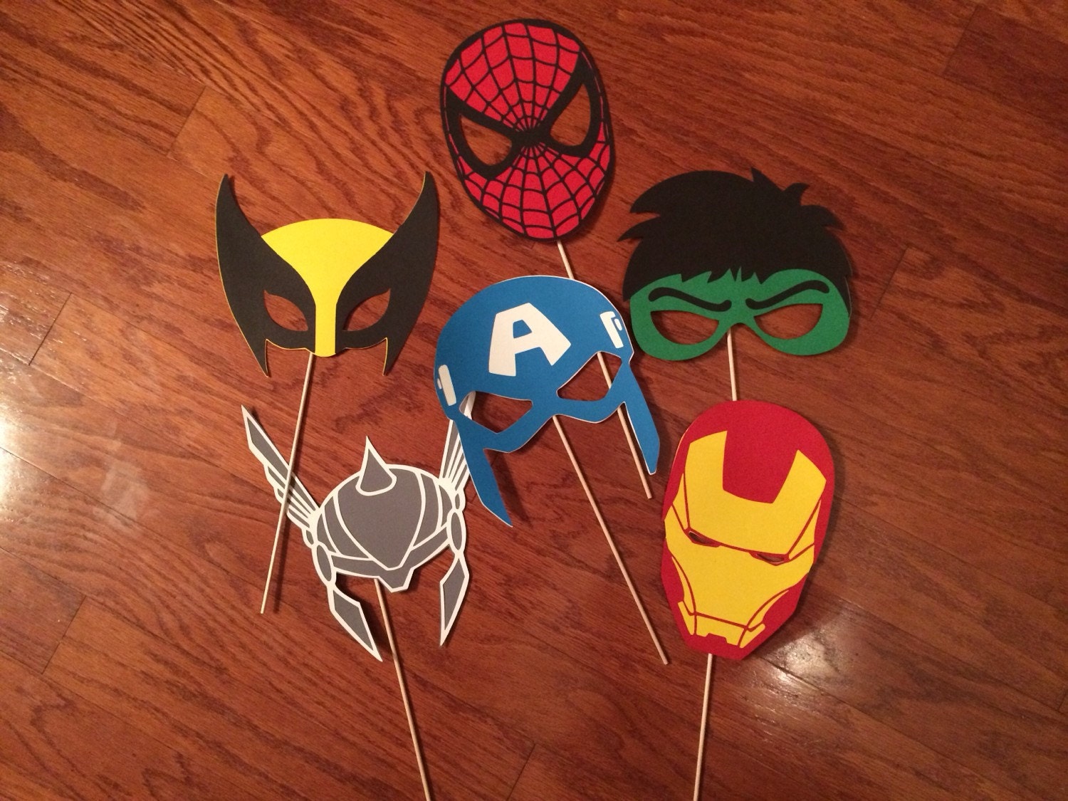 Marvel Superhero Photobooth Mask Set Spiderman Hulk Thor | Etsy