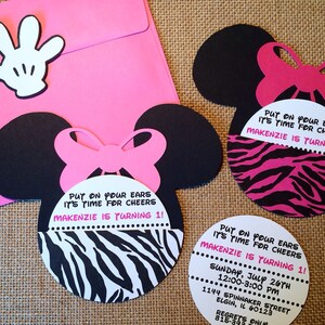 Mickey or Minnie Mouse Birthday Invitations Hand Crafted of Heavy ...