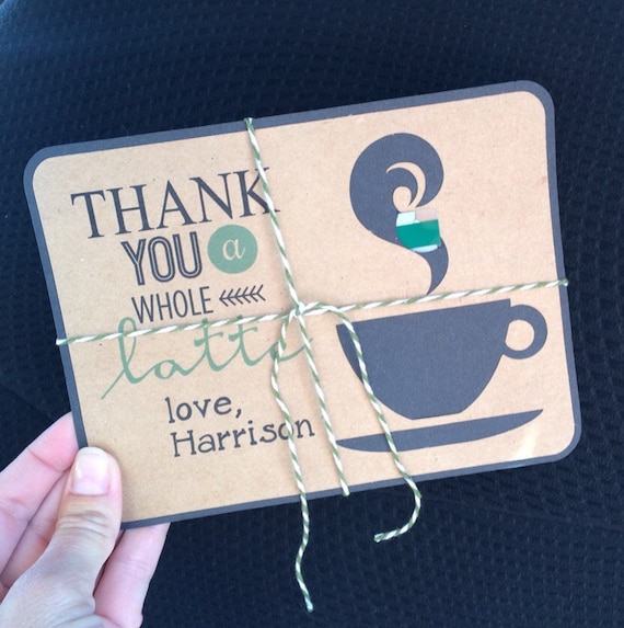 Thanks a Latte Thank You Note Gift Card Holders Personalize - Etsy