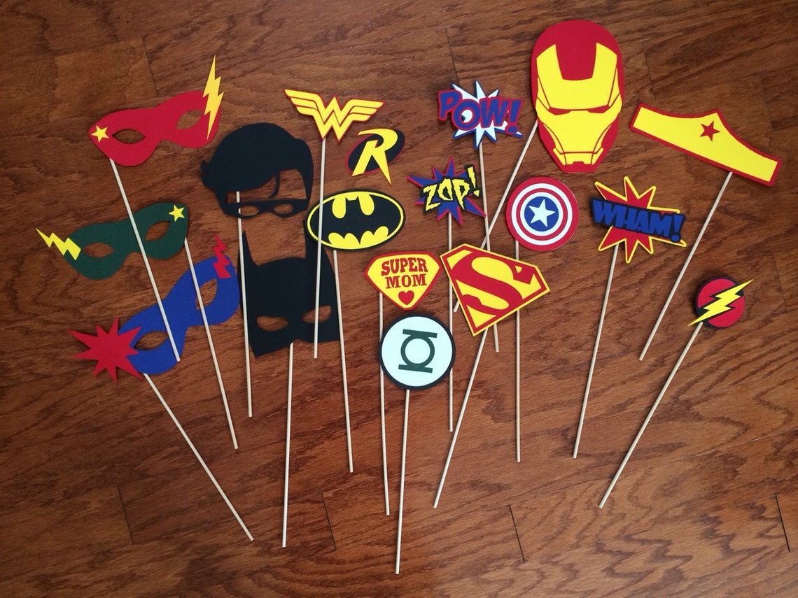 Superhero Photobooth Props! Set of 18 Different Props! Super Fun for ...