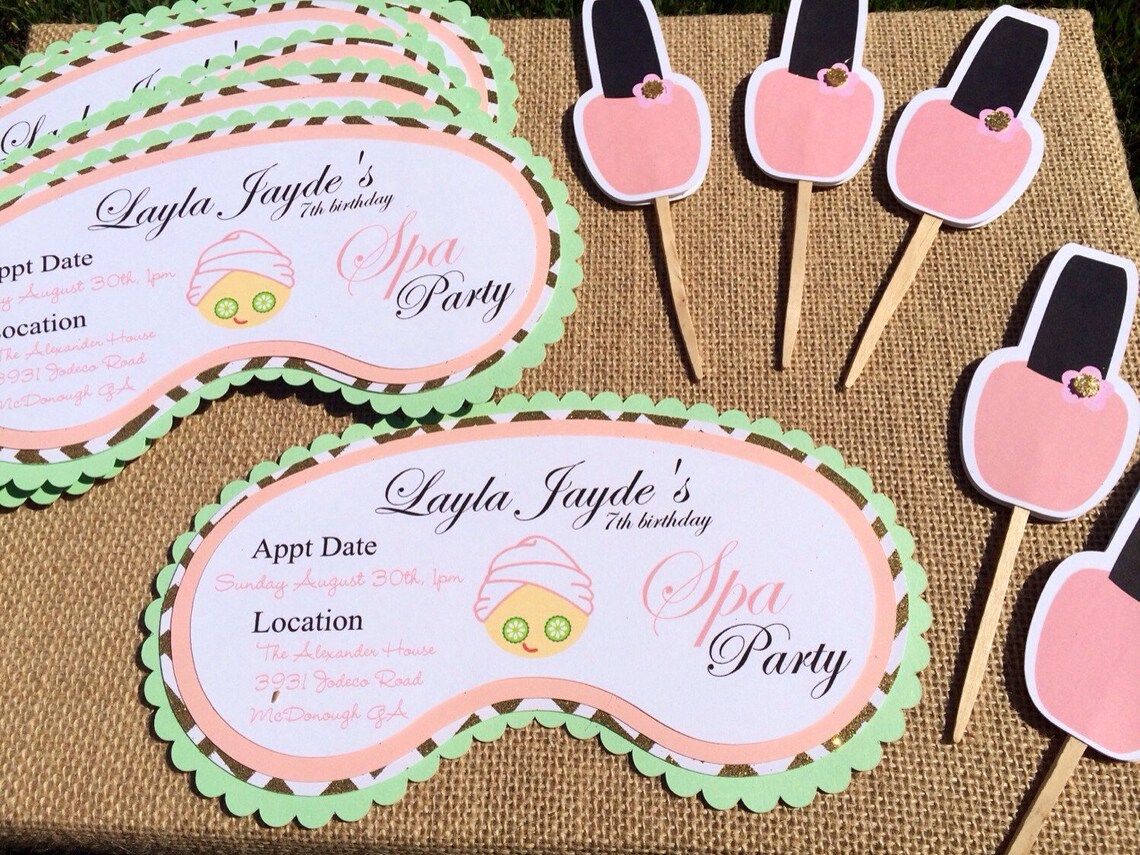 Spa Party Birthday Invitation! Cardstock, Glitter, Layered and Printed ...
