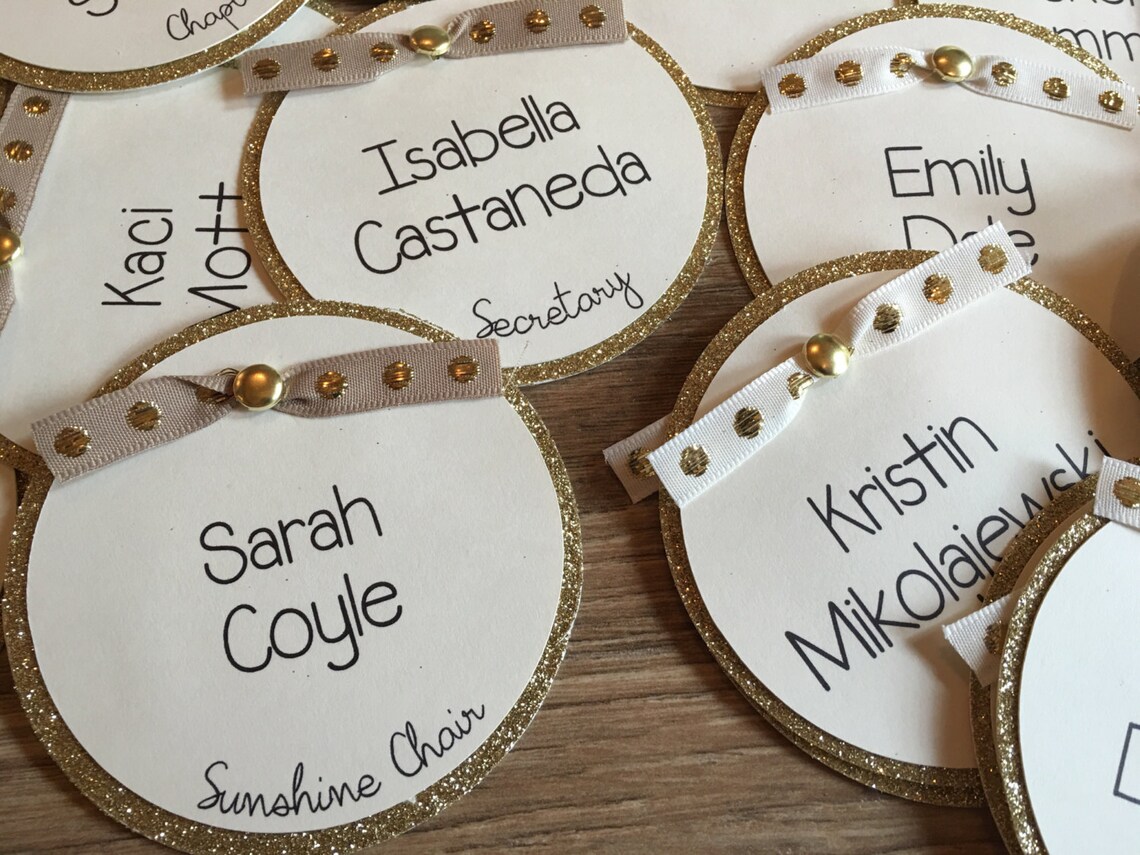Cute Circle Name Tags Heavy Cardstock and Printed/assembled - Etsy