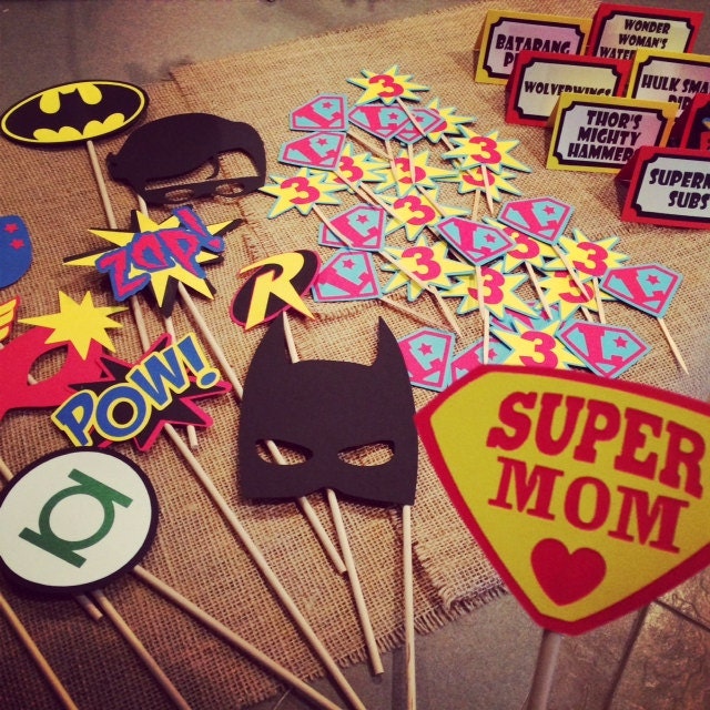 Superhero Photobooth Props! Set of 18 Different Props! Super Fun for ...