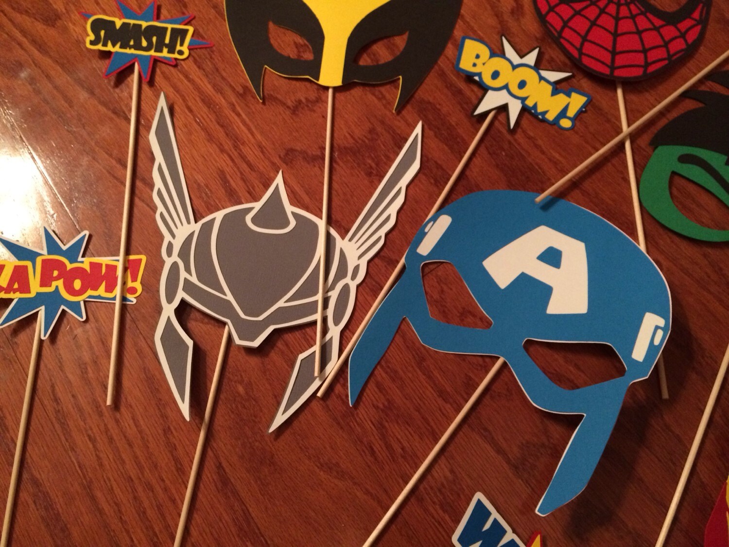 Marvel Superhero Photobooth Mask Set Spiderman Hulk Thor | Etsy