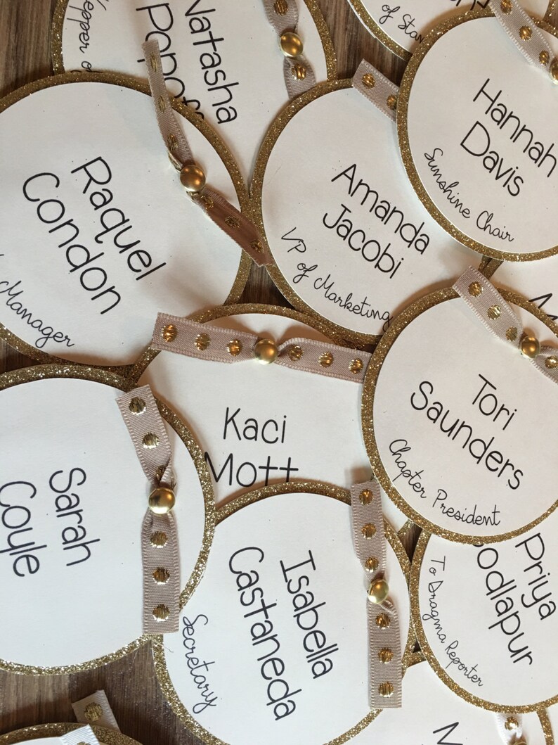 Cute Circle Name Tags Heavy Cardstock and Printed/assembled - Etsy