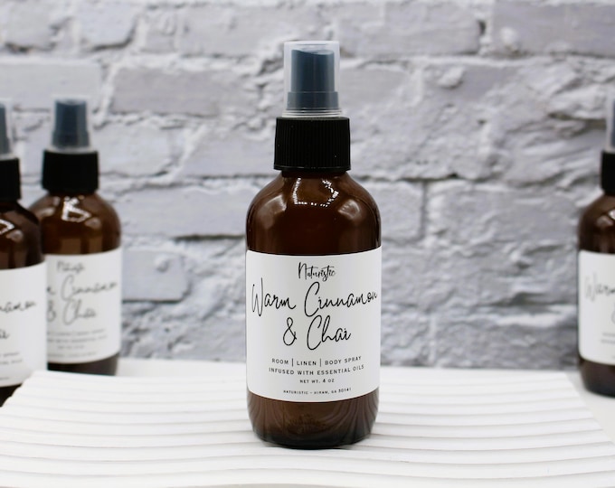 Warm Cinnamon & Chai Natural Room + Linen + Body Aromatherapy Spray ...