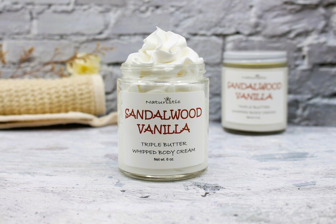 SANDALWOOD VANILLA Triple Butter Whipped Body Cream, Essential Oils ...