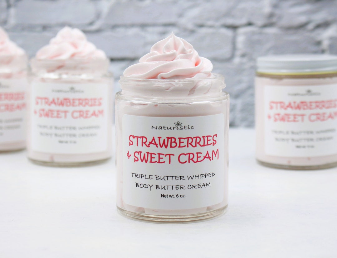 STRAWBERRIES & SWEET CREAM Triple Butter Whipped Body Butter Cream ...