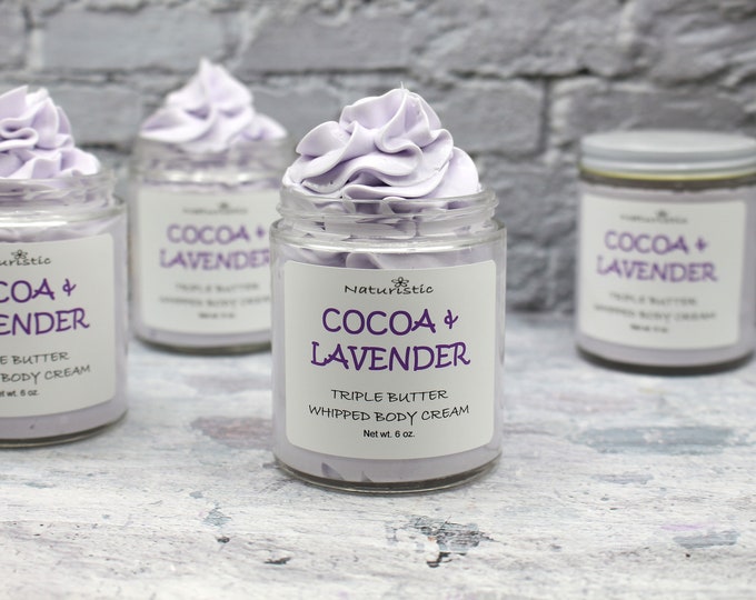 Cocoa & Lavender Whipped Body Cream, Triple Butter Formula, Vegan (6 Oz ...