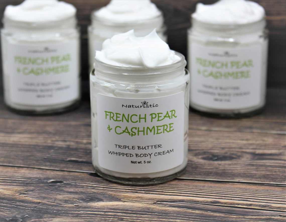 FRENCH PEAR & CASHMERE Triple Butter Whipped Body Cream, Shea, Mango ...