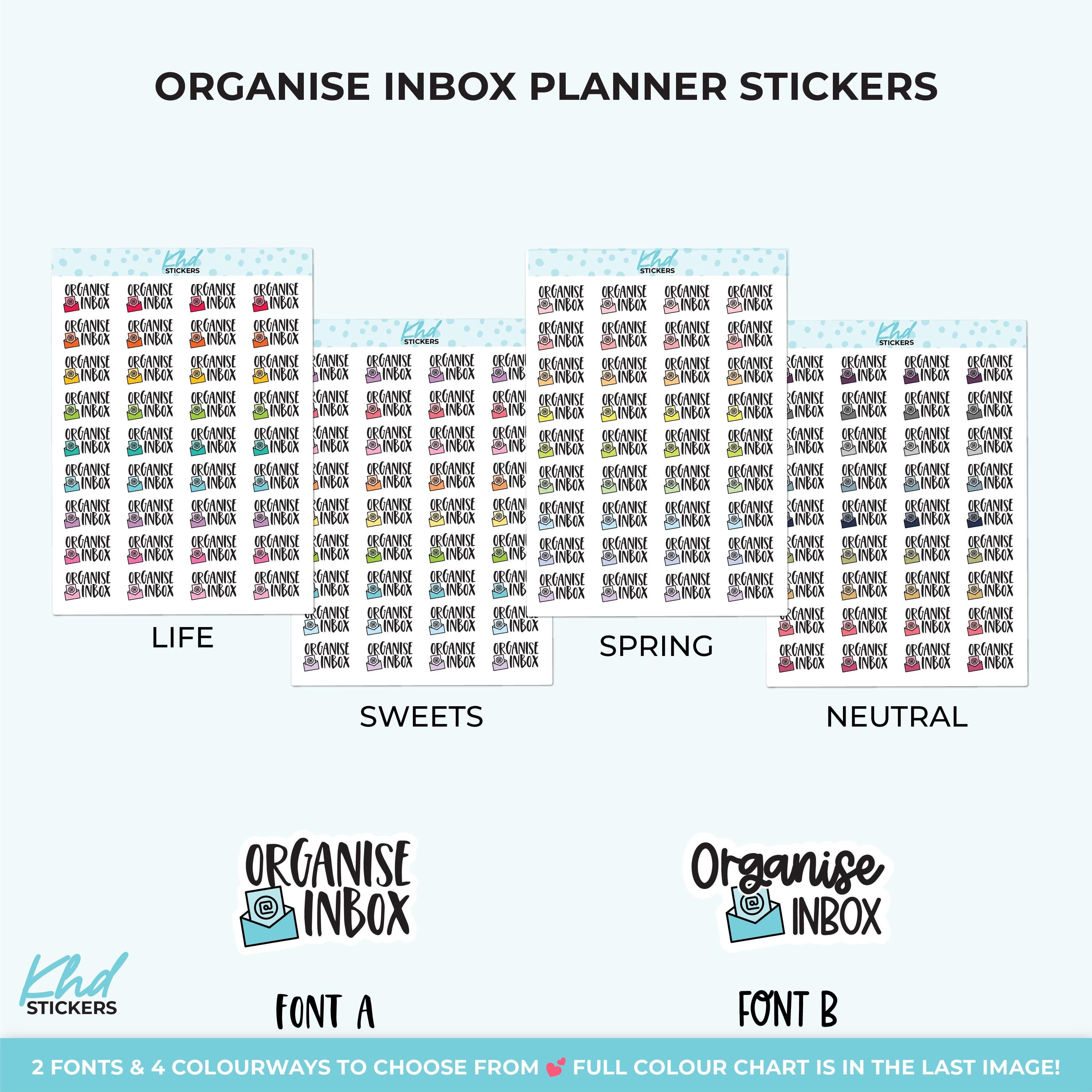 Organise Inbox Planner Stickers, Three Sizes Including Tiny, Removable ...