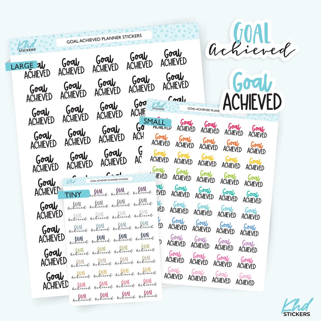 Goal Achieved Planner Stickers, Three Sizes Including Tiny, Removable ...