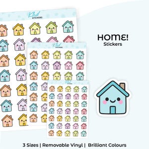 Kawaii Smiley Face House Stickers Planner Stickers, Removable Stickers ...
