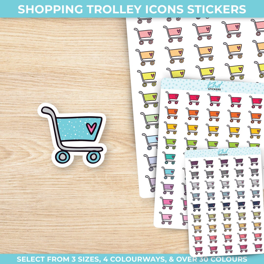 Shopping Trolley Icons Stickers, Planner Stickers, Removable - Etsy