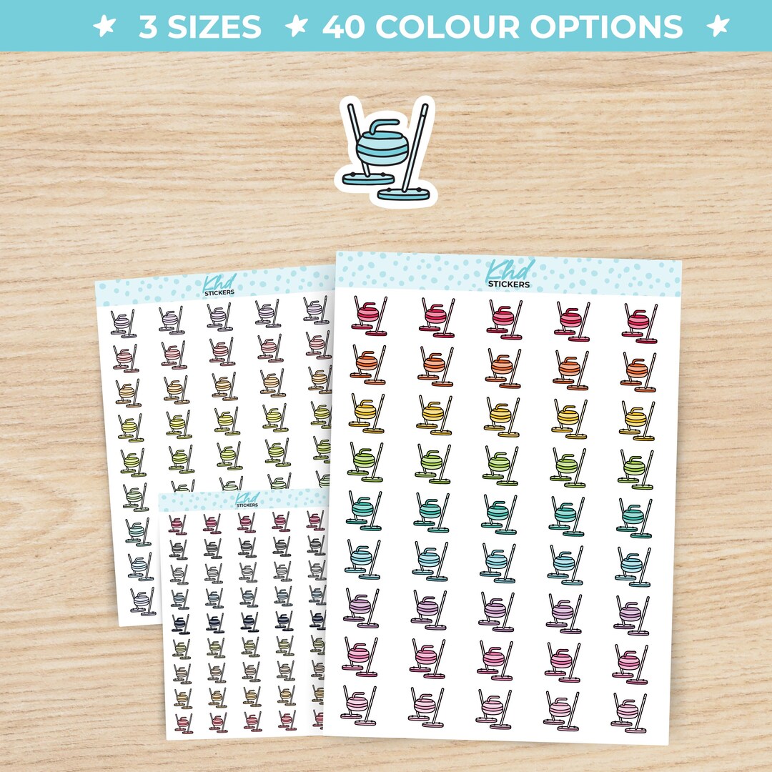 Curling Planner Stickers, Three Sizes Including Tiny, Removable - Etsy