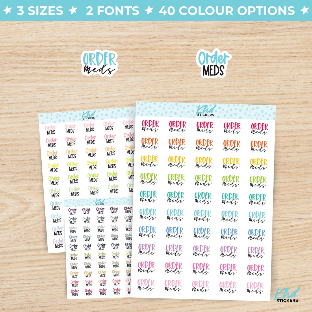 Order Meds Planner Stickers, Three Sizes Including Tiny, Removable - Etsy