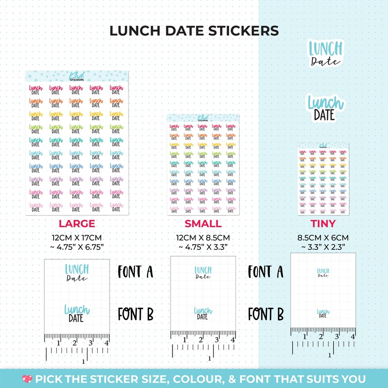 Lunch Date Planner Stickers, Three Sizes Including Tiny, Removable - Etsy