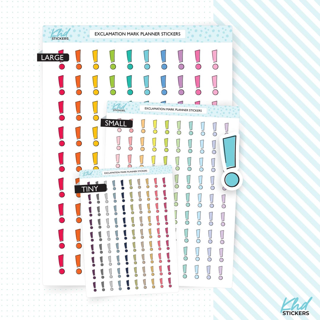 Exclamation Mark Planner Stickers, Three Sizes Including Tiny ...