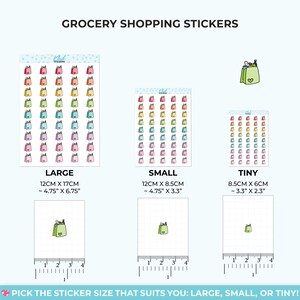 Grocery Shopping Planner Stickers, Three Sizes Including Tiny ...
