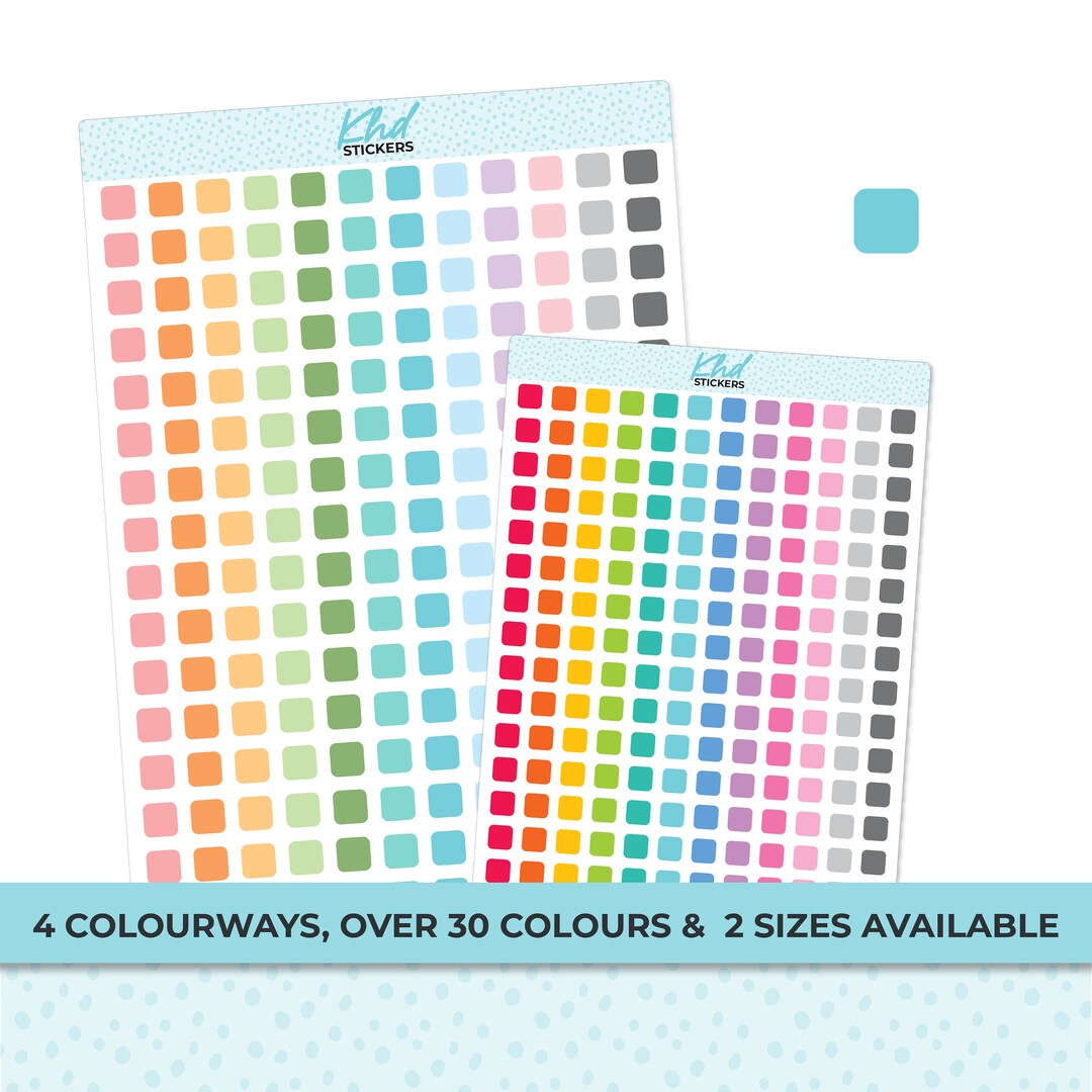 Solid Colour Squares Planner Stickers Two Sizes Removable - Etsy Australia