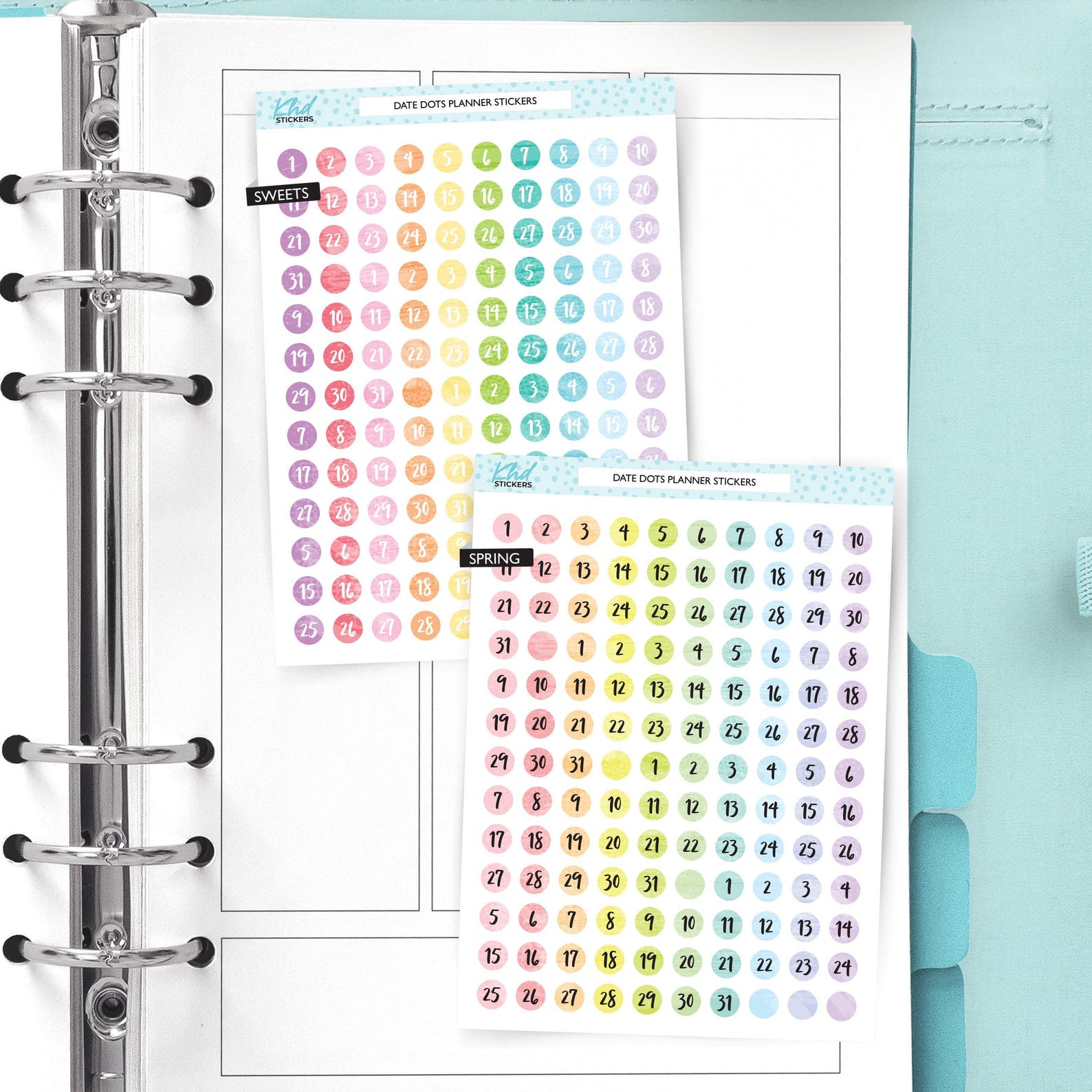 Watercolour Date Dot Stickers – Pastel Planner Dots , Planner Stickers ...
