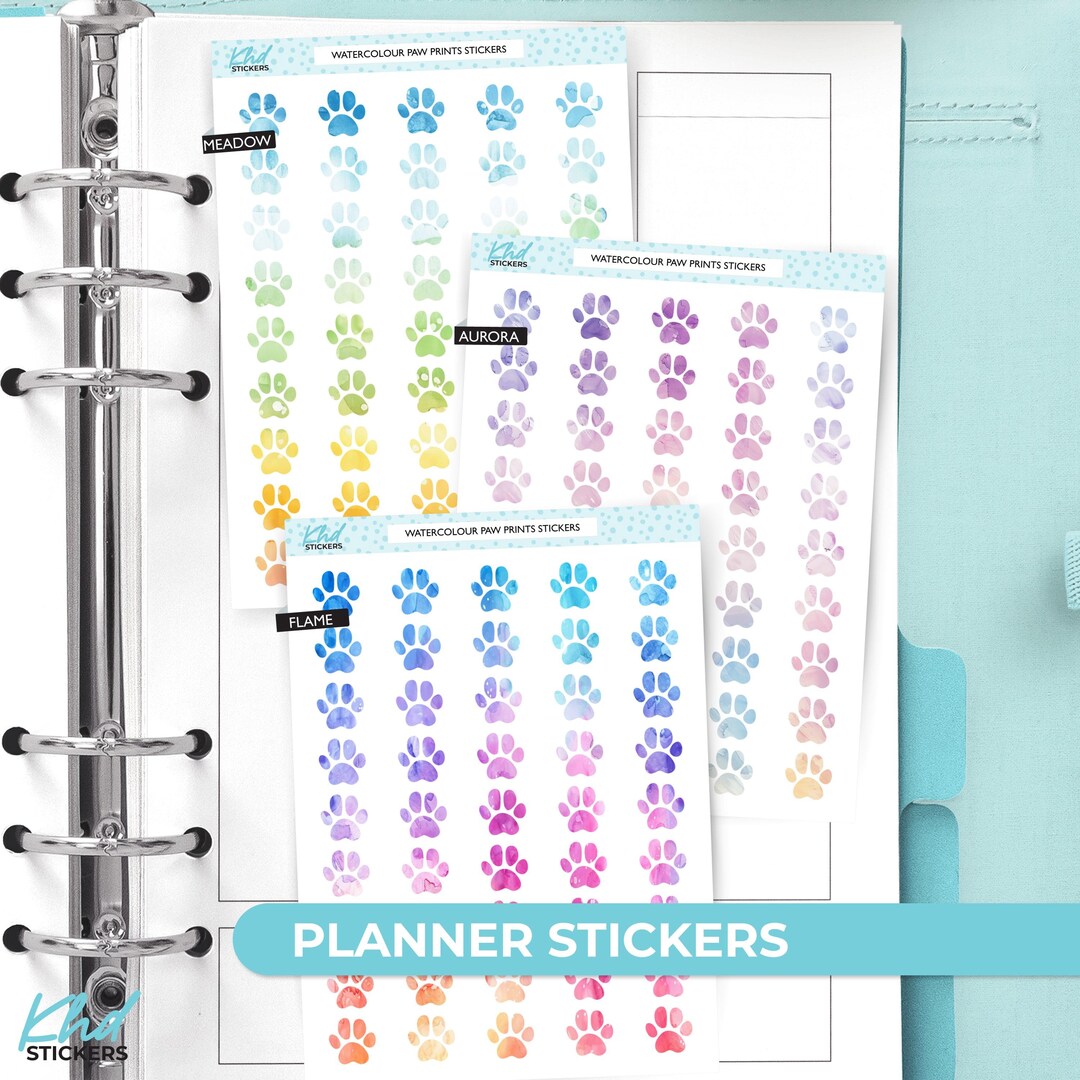 Watercolour Paw Prints Planner Stickers: Removable Matte Vinyl - Etsy