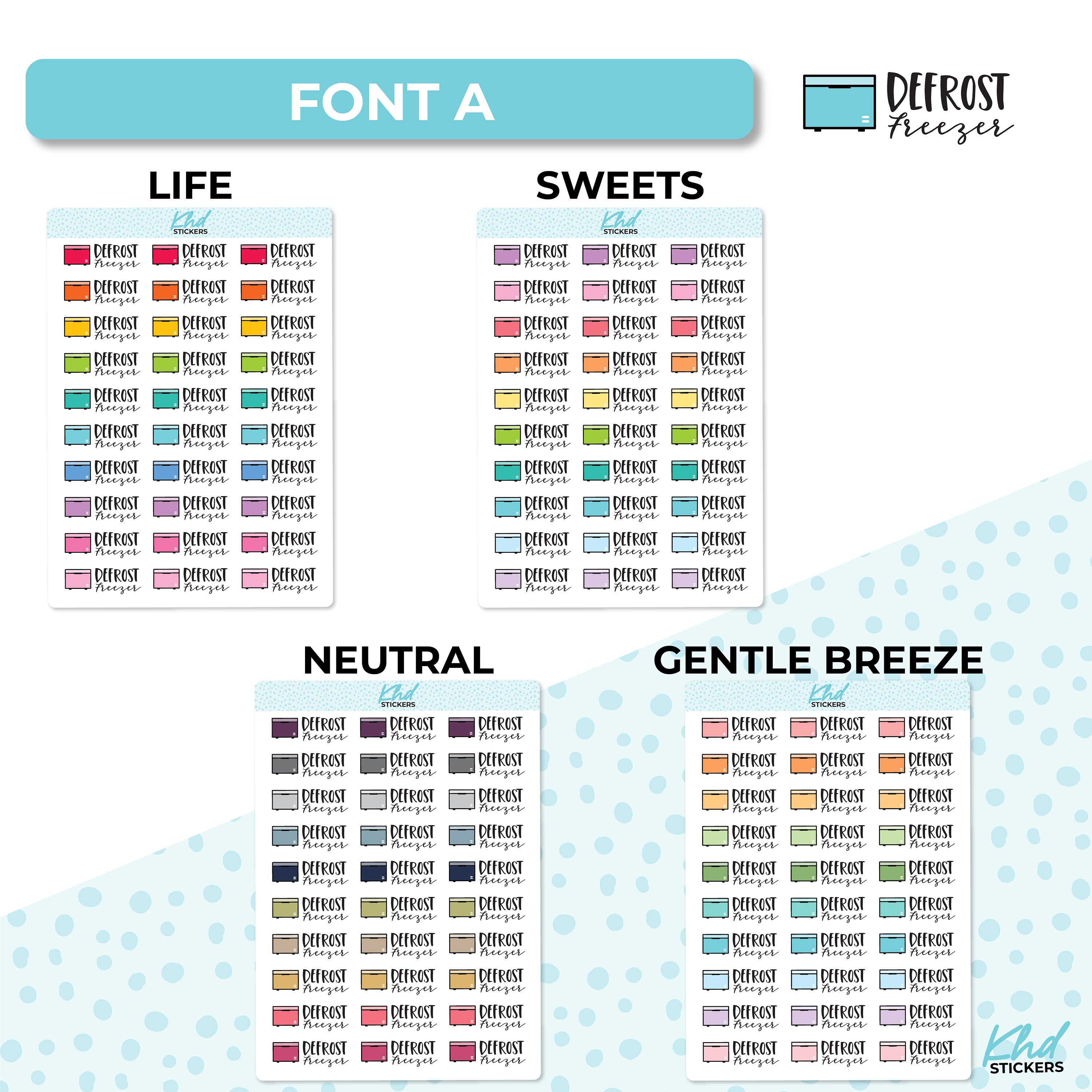 Defrost Freezer Stickers Planner Stickers Two Size and Font - Etsy.de