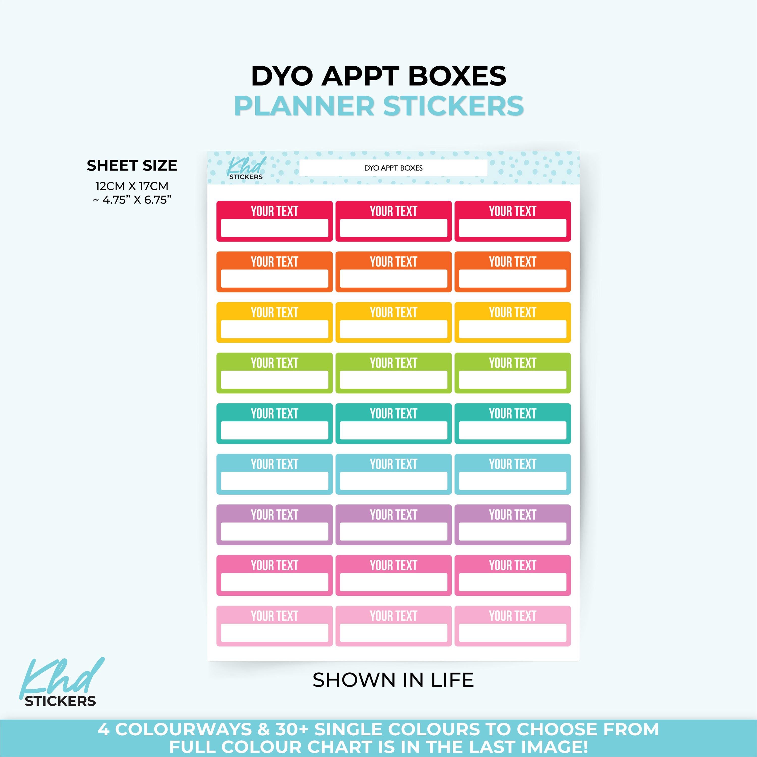 Design Your Own, Information Boxes, Quarter Boxes, Planner Stickers ...