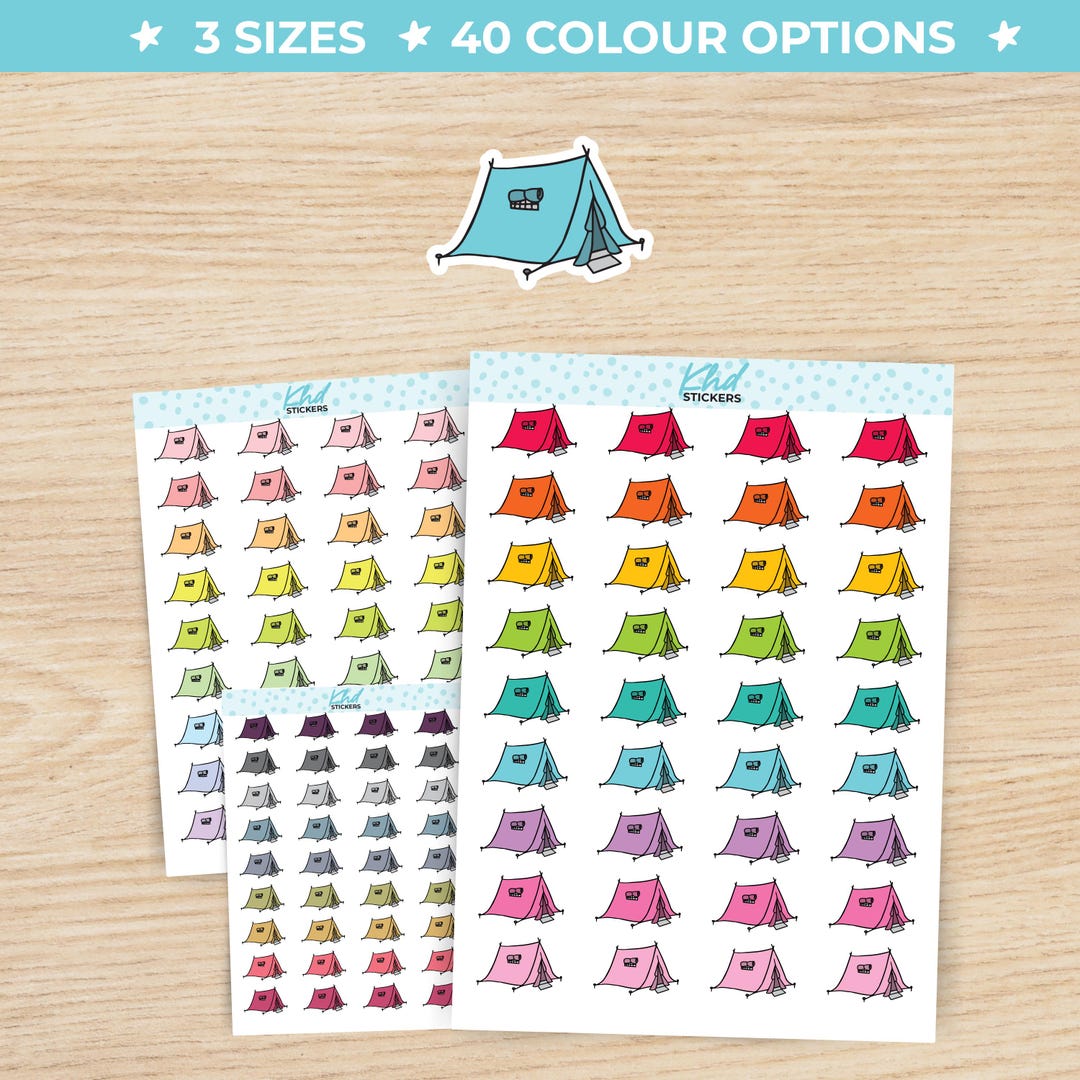 Camping Planner Stickers, Three Sizes Including Tiny, Removable - Etsy