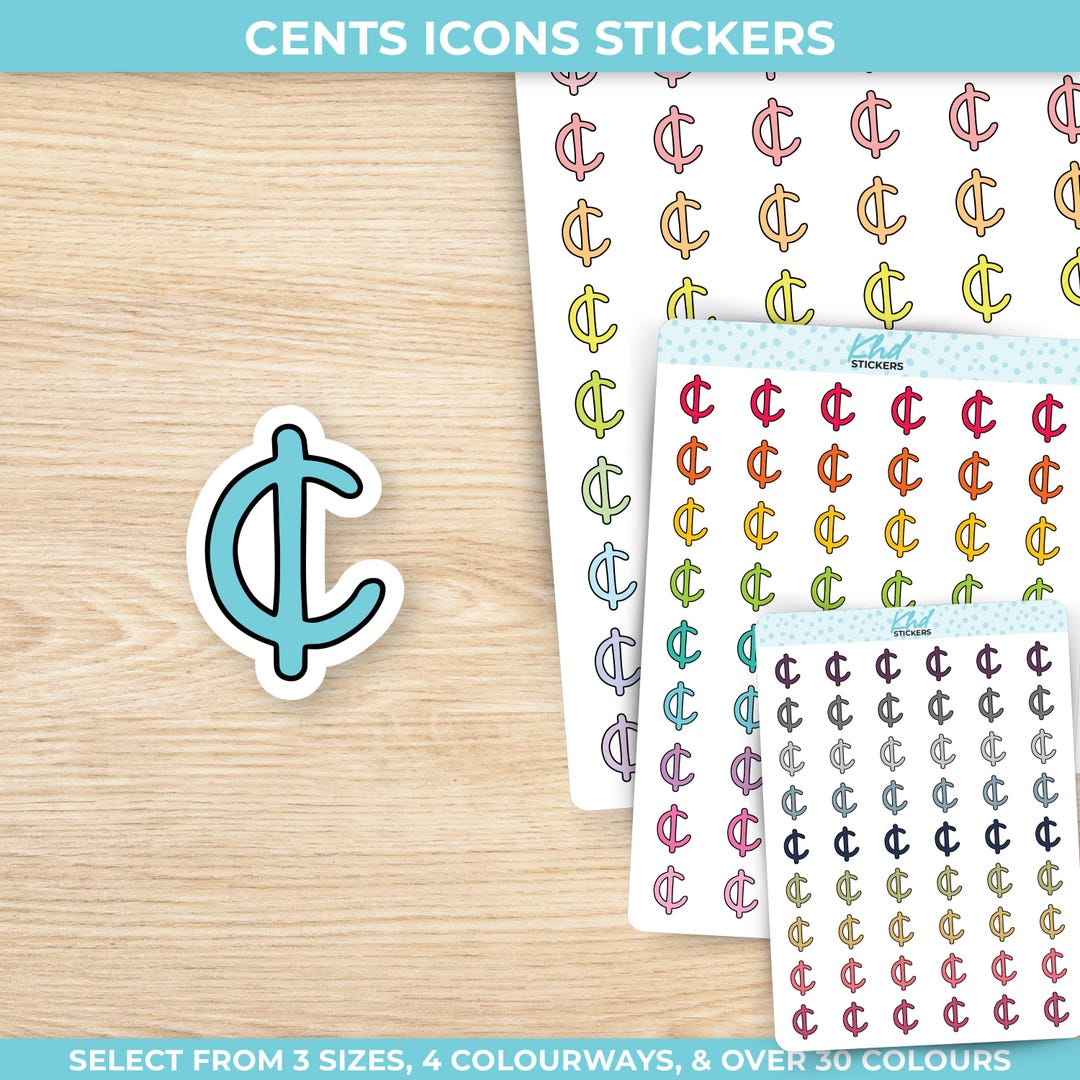 Cents Coins Icon Stickers, Planner Stickers, 3 Sizes Including Tiny and ...