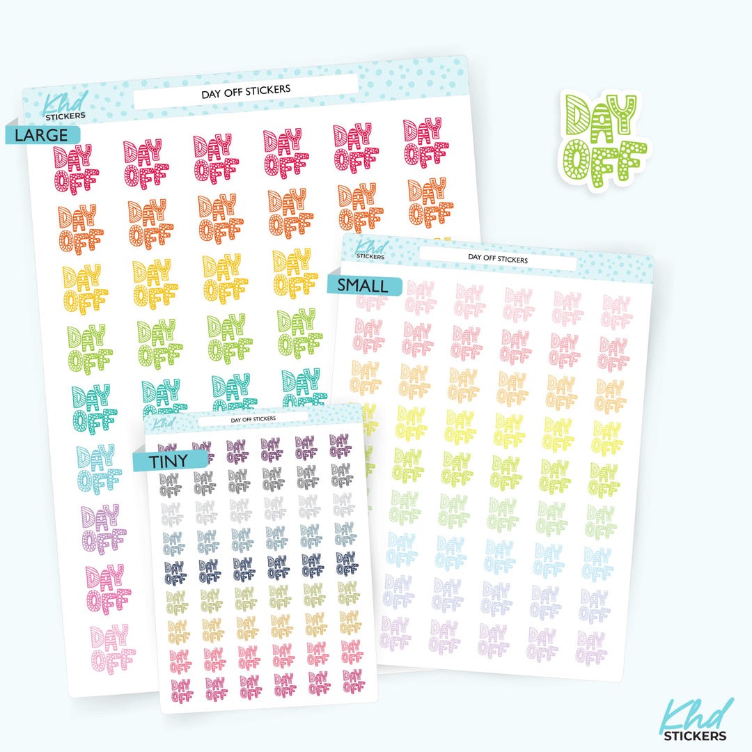 Day off Planner Stickers, Three Sizes Including Tiny, Removable - Etsy
