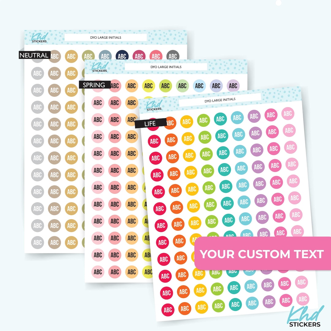 Design Your Own, Initial Stickers, Removable, Personalised Custom ...