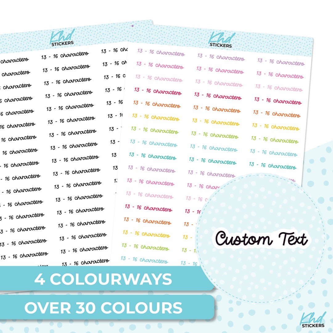 Design Your Own Word Stickers, Font C, Custom Script Planner Stickers ...
