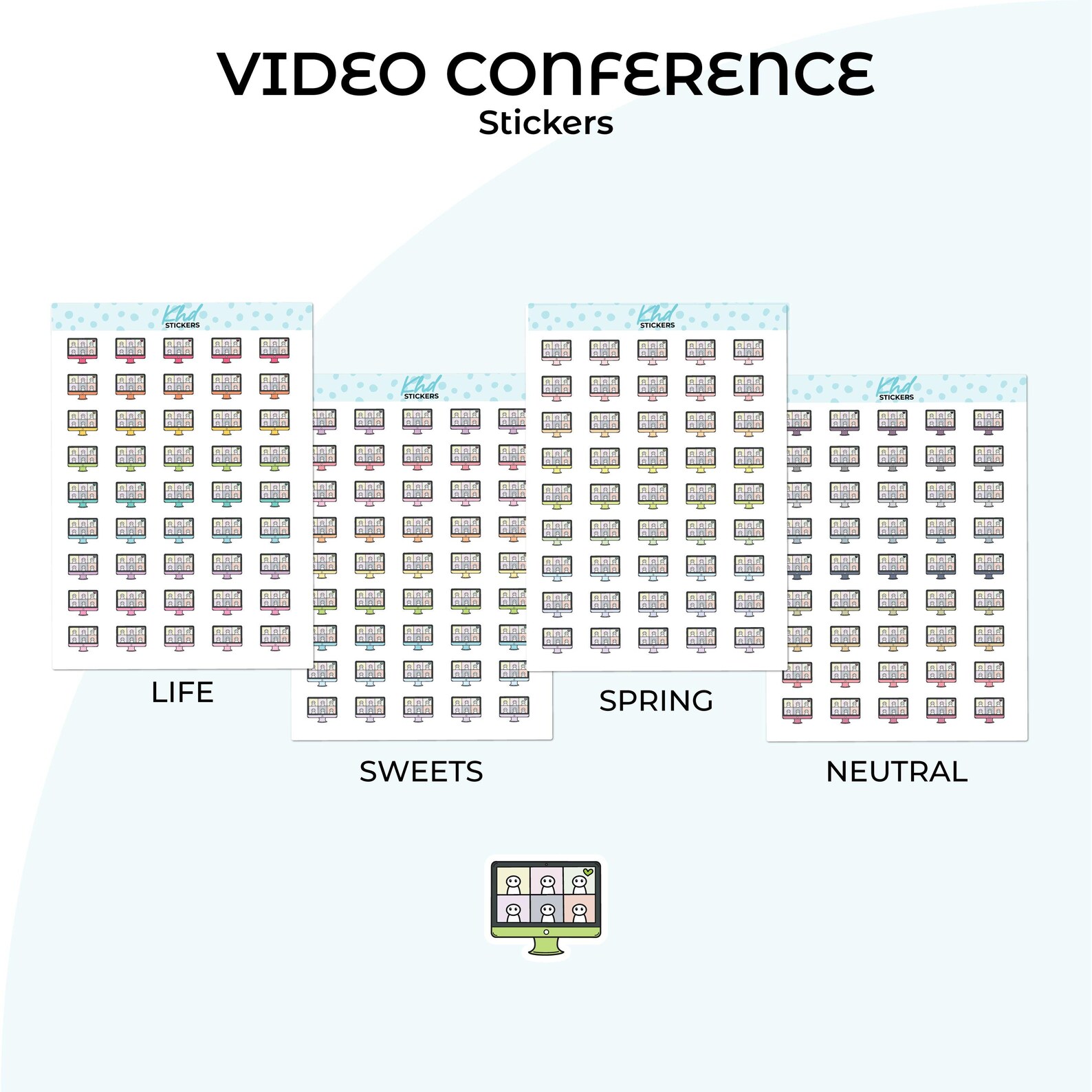 Video Conference Icons Planner Stickers, 3 Sizes, Removable - Etsy