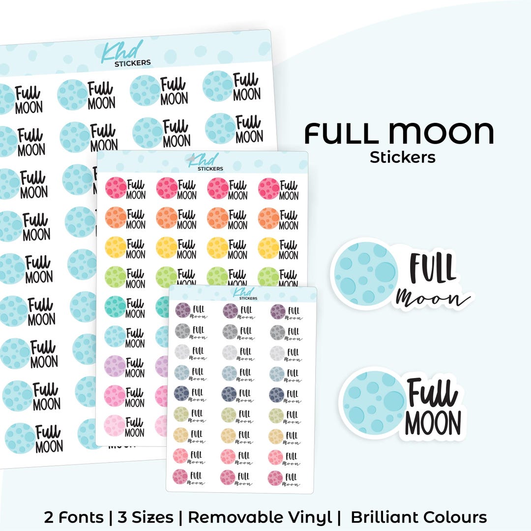 Full Moon Planner Stickers, 3 Sizes, Removable - Etsy