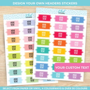 Design Your Own, Fun Header Stickers, Planner Stickers, Removable ...