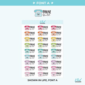 Phone Bill Planner Stickers, Three Sizes Including Tiny, Removable - Etsy